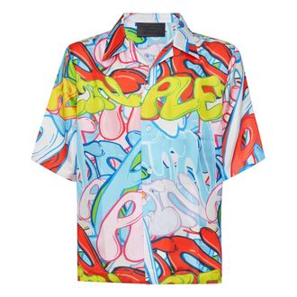 Philipp Plein Homme, Chemises, Multicolore, Taille: 2XL Silk Shirt SS Bombing Graffiti