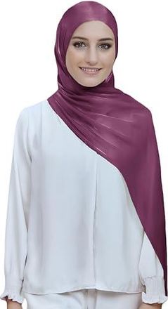 Lina & Lily Hijab Foulard Femme Musulmane en Crêpe Organza avec Reflets Argentés (Rouge Violet)