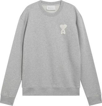 Ami Homme, Sweatshirts et sweats &agrave; capuche, Gris, Taille: S SweaT-shirt ras du cou avec patch tricot&eacute;