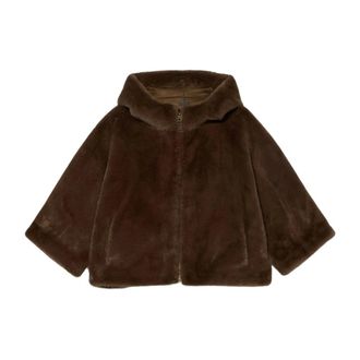 Oltre Femme, Vestes, Brun, Taille: 42 FR Cape Courte à Capuche