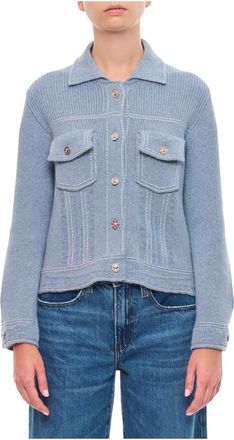 Barrie Femme, Pulls, Bleu, Taille: 38 FR Veste en maille