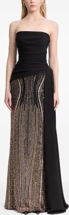 Gemy Maalouf draped beaded maxi dress - Schwarz
