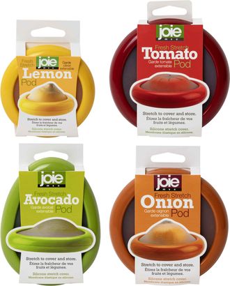Joie Lebensmittel-Spar-Set, Avocado, Tomate, Zwiebeln und Zitronen, Stretch-Kapseln, Silikon, Einheitsgröße, 4 Stück