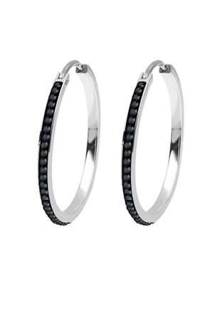 Elli Ohrringe Damen Klassisch Creolen mit Kristalle Schwarz in 925 Sterling Silber