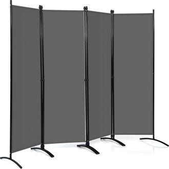 Giantex Raumteiler Trennwand Sichtschutz 4 teilig 220x173 cm Raumtrenner Paravent klappbar Spanische Wand freistehend mit Breiten Füßen Stellwand faltbar aus 