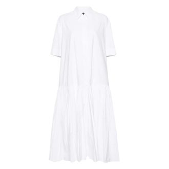 Jil Sander Wei&szlig;e Popeline Midi-Kleid - - Dresses - Damen - Wei&szlig; - XS