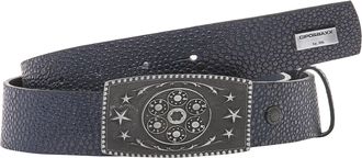 Cipo & Baxx Herren Lederg&uuml;rtel Accessoire Ornament-Schlie&szlig;e G&uuml;rtel Belt CG119 Dunkelblau 100