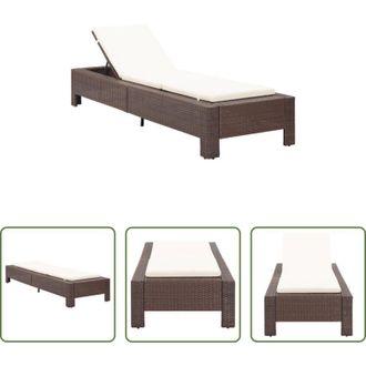 vidaXL vidaXL Sonnenliege mit Kissen - Sonnenliege mit Auflage Braun Poly Rattan