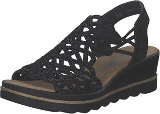 Rieker Sandales compens&eacute;es pour femme 67465, Noir, 41 EU