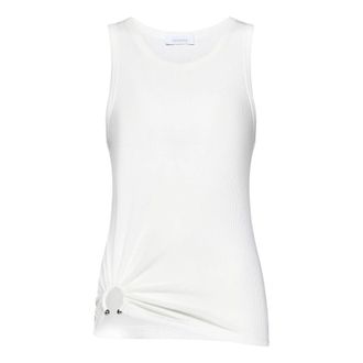 Paco Rabanne Wei&szlig;es geripptes Tanktop mit Metall-Piercing - - Tops - Damen - Wei&szlig; - S