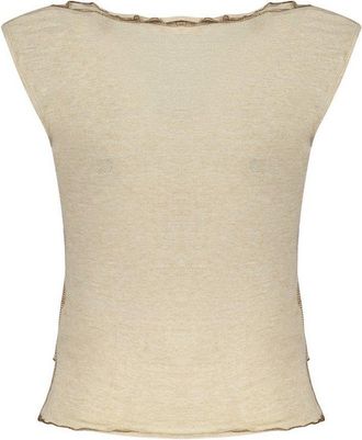 Desigual T-Shirt Beiges Damen-Tanktop mit U-Boot-Ausschnitt und