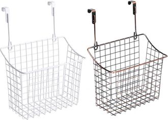 BESPORTBLE 2 Stück Hängekorb aus Eisen Aufbewahrungskorb für Kleinigkeiten Kleiderorganizer Platzsparend mit Großem Fassungsvermögen für Zuhause und Schränke