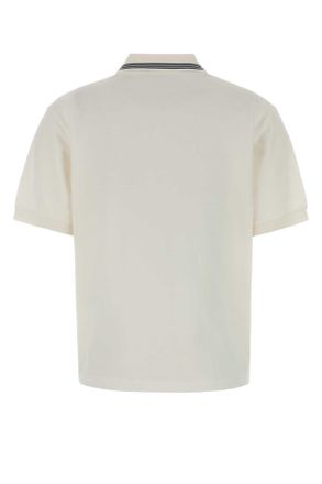 Miu Miu Striped Collar Piquet Polo Shirt - White