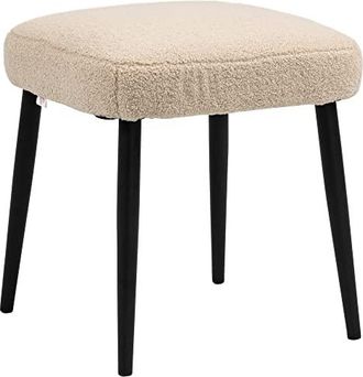 HOMCOM Repose Pied Salon, Tabouret Ottoman, siège rembourré en Tissu Effet Laine bouclée, avec Pieds en Acier, Pouf Salon, pour Chambre à Coucher, entrée, 42