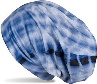 styleBREAKER Bonnet Unisexe en Tissu avec Impression de Motifs &agrave; Rayures Batik, Bonnet Long et l&eacute;ger avec d&eacute;grad&eacute; 04024187, Couleur:Bleu fonc&eacute;-Bleu
