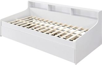 Vente-Unique Lit 90 x 200 cm avec rangements - Blanc - LUNOVICA