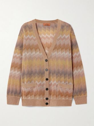 Missoni Cardigan Aus H&auml;kelmaterial In Metallic-optik - Gold