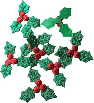 Valiclud 100 St&uuml;ck Teiliges Gold gr&uuml;ne Stoffbl&auml;tter f&uuml;r Weihnachtsdeko Basteln DIY Handwerkszubeh&ouml;r Langlebige Weihnachtsbaum Ornamente Kreative Wanddekoration