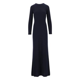 Tom Ford Femme, Robes, Bleu, Taille: 38 FR Robe Longue Manches Longues Col Rond en Maille L&eacute;g&egrave;re