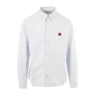 Kenzo Homme, Chemises, Bleu, Taille: M Chemise Casual avec Broderie Fleur Boke