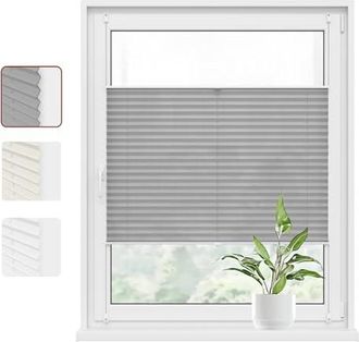 Woltu Store Plissé sans Perçage, Store pour Fenêtre & Porte, Facile à Installer, Opaque, Protection de la Vie privée, Protection Solaire, Décoration Moderne