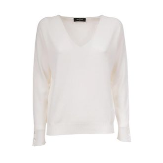 Gran Sasso Kaschmirpullover mit V-Ausschnitt - - Knitwear - Damen - Wei&szlig; - XS