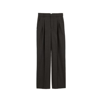 Ami High-waisted Wide-leg Striped Wool Trousers