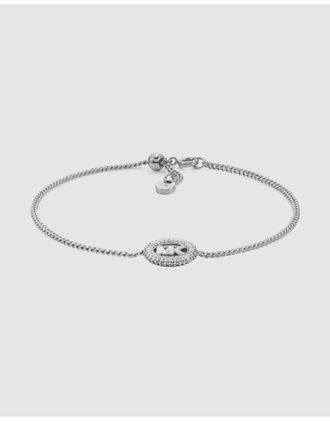 Michael Kors MKJ8577040 - Bracelet pour femme &agrave; logo serti de strass en pav&eacute; - Argent&eacute;