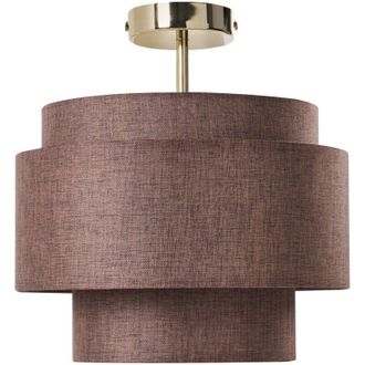 Beliani Lampe Suspendue Moderne Abat-Jour en Tissu Base en M&eacute;tal Luminaire Salon Salle &agrave; Manger Marron Lukago