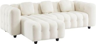 Sweeek Ecksofa, wendbar, mit strukturiertem Bouclé-Bezug, Strukturiertes Bouclé, Creme