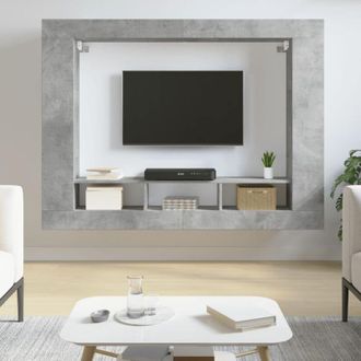 vidaXL Vidaxl - Meuble tv gris b&eacute;ton 152x22x113 cm bois ding&eacute;nierie