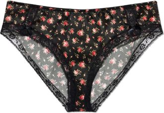 Dolce & Gabbana Femme, Sous-v&ecirc;tements, Noir, Taille: 40 FR Culottes Florales en Soie