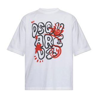 Dsquared2 Homme, Tops, Blanc, Taille: L T-shirt imprim&eacute;