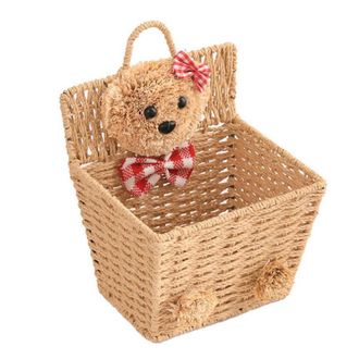 BESPORTBLE Angoily Multifunktionaler H&auml;ngender Aufbewahrungskorb aus Wicker mit Cartoon b&auml;r Design Platzsparender Haushalts Organizer f&uuml;r Desktop Obst Snacks und