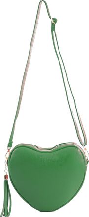 modamoda.de T267 Damen Leder Herzf&ouml;rmige Umh&auml;ngetasche Schultertasche, handmade in Italy (Blattgr&uuml;n)