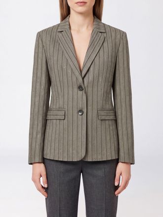 Twinset Blazer court &agrave; fines rayures en m&eacute;lange de coton avec sequins