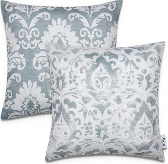 Paco Home 2er Set Kissenbezug 45x45 Dekokissen Kopfkissen Kissenhülle Wetterfest Mehrfarbig Zierkissenbezug Outdoor, Farbe:Grau, Sets:2pcs-Set