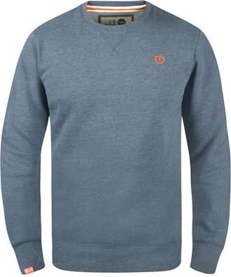Solid SDBenn Homme Sweatshirt Pull en Sweat &agrave; col Rond Poignets c&ocirc;tel&eacute;s D&eacute;tails du Label M&eacute;lange de Coton Regular Fit, Taille:M, Couleur:Grey Blue Melange (