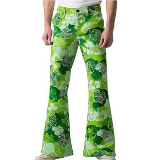Generic Pantalon pour homme de la Saint-Patrick des ann&eacute;es 60 et 70 - Taille moyenne - Style r&eacute;tro - Avec poches - Jambe large, Vert, XXL