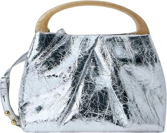 Dries Van Noten Femme, Sacs, Gris, Taille: ONE Size Sac &agrave; Main Structur&eacute; M&eacute;tallis&eacute;