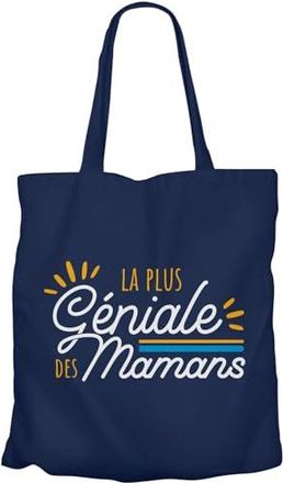 Fabulous Tote Bag Sac Shopping en Toile Bleu - La Plus G&eacute;niale des Mamans M&egrave;re Famille Amour - 10 L