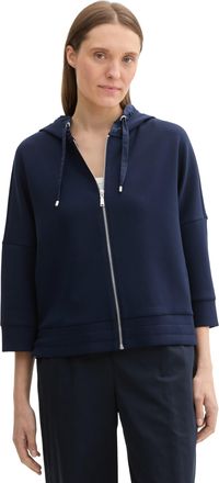 Tom Tailor Damen Sweatjacke mit Kapuze,10668 - Sky Captain Blue, XXXL