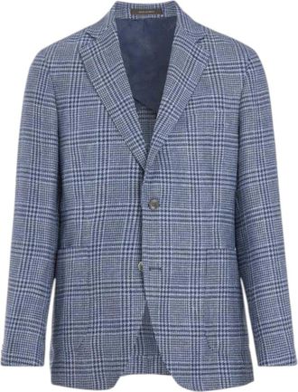 Oscar Jacobson Homme, Vestes, Bleu, Taille: 5XL Ferry Regular Fit Glencheck Blazer