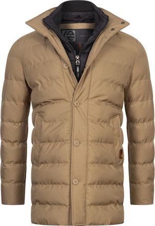 Indicode Herren INWooding Winterjacke mit Stehkragen und verdecktem Rei&szlig;verschluss | Mantel Parka M&auml;nner Beige Mix, XL