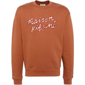 Maison Kitsun&eacute; Braune Handschrift Gingham Sweatshirt - - Sweatshirts & Hoodies - Herren - Braun - L