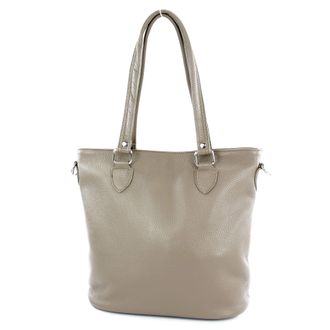 modamoda.de T215 - Italienische Ledertasche Shopper Large, Farbe:Taupe