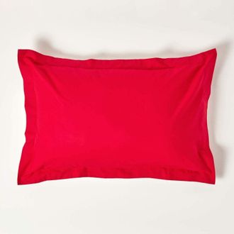 Homescapes 2er-Set Perkal Kissenbezug rot mit Stehsaum & Hotelverschluss 48x74 cm, 100% ägyptische Baumwolle, Fadendichte 200