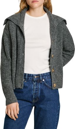 Pepe Jeans London Damen Irma Pullover-Cardigan, Grau (Dunkelgrau meliert), M