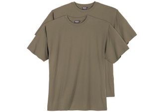 Adamo Rundhalsshirt XXL 2er Pack Basic T-Shirts khaki Adamo Fashion