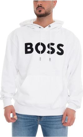 HUGO BOSS Homme, Sweatshirts et sweats à capuche, Blanc, Taille: M Sweat à capuche uni avec logo